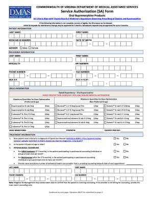 Fillable Online Service Authorization Form - Virginia Medicaid Pharmacy ...
