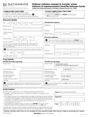 Fillable Online Rollover initiation request to transfer whole ...