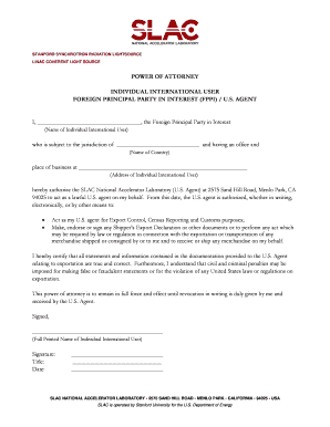 Fillable Online power of attorney individual international user foreign ...