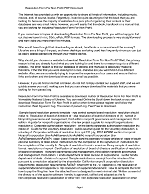 Fillable Online Resolution Form For Non Profit PDF ...