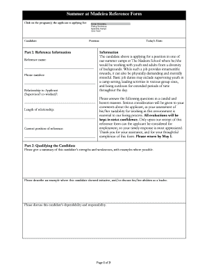 Fillable Online Camp Camp Greenway Reference Form Reference Form Fax Email Print - pdfFiller
