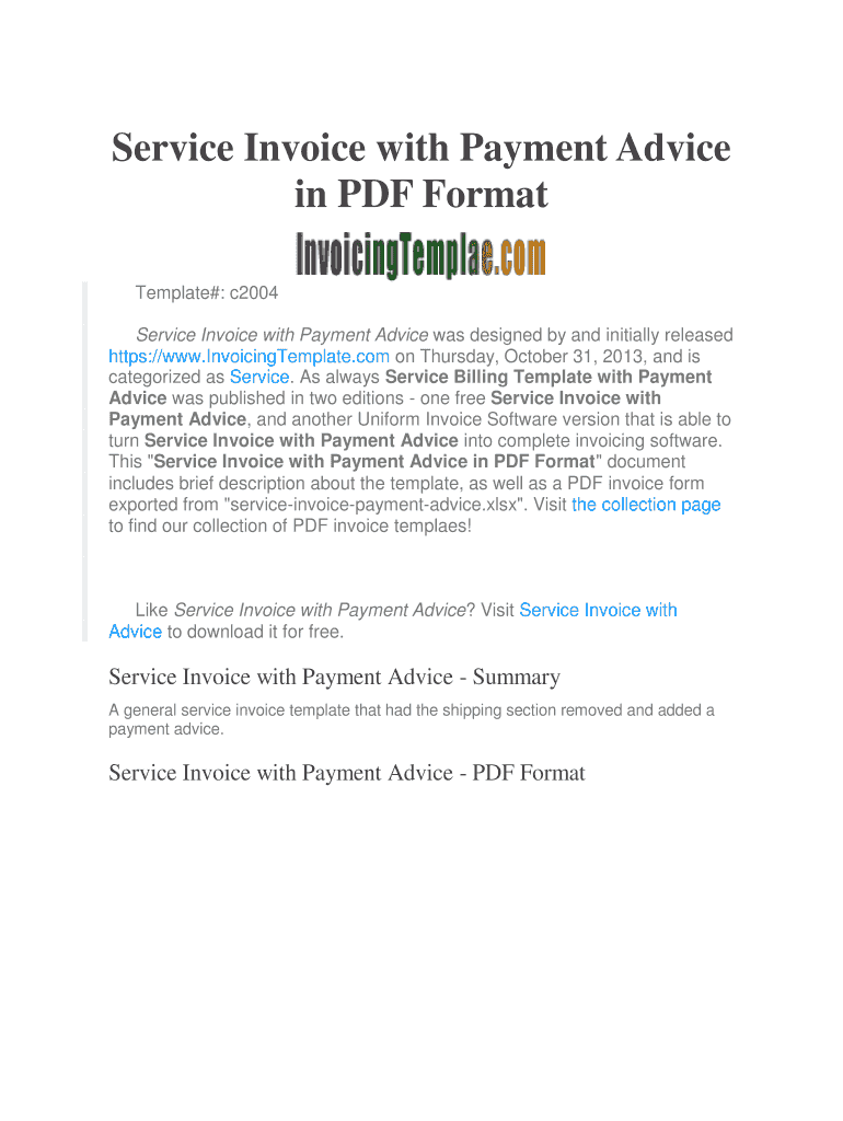 Fillable Online Service Invoice with Payment Advice - InvoicingTemplate ...