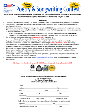 Fillable Online A poetry and songwriting competition celebrating the ...