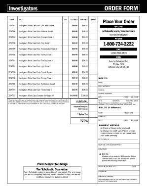 Fillable Online Investigators ORDER FORM - teacher.qa.scholastic.com ...