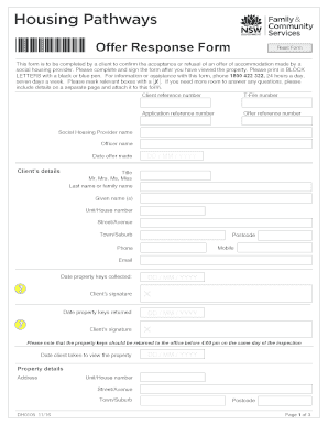 Fillable Online DH0105 - Offer Response. Housing Pathways offers and ...