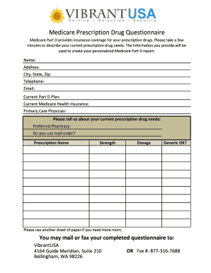 Fillable Online Medicare Prescription Drug Questionnaire - VibrantUSA ...