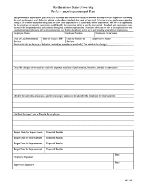 Fillable Online Northeastern State University Performance Improvement ...