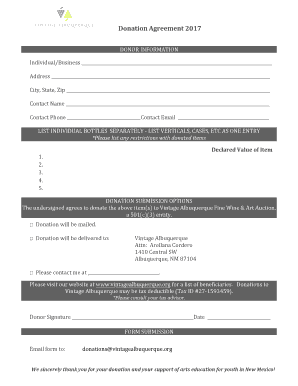 Fillable Online Multiple Item Donation Form 2017 - Vintage Albuquerque ...