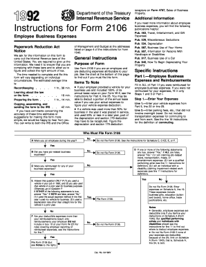 Fillable Online Instructions for Form 2106 - IRS.gov Fax Email Print ...