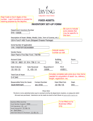 Fillable Online Fixed Asset Inventory Set Up Sheet - EXAMPLE PACKET.pdf ...