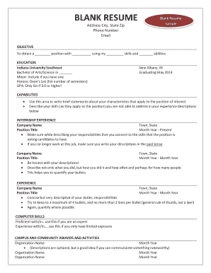 Fillable Online BLANK RESUME Fax Email Print - pdfFiller