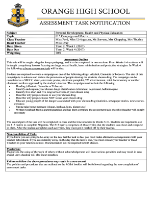 Fillable Online Campaign and Matrix - Orange High School Fax Email Print - pdfFiller