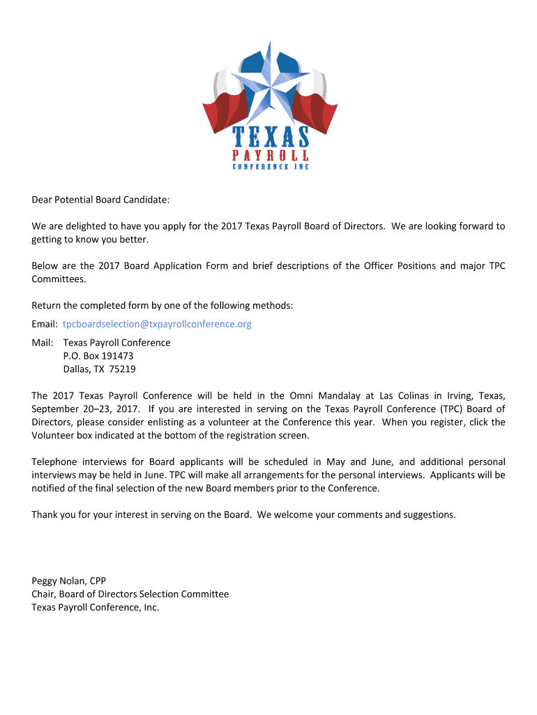 Fillable Online TEXAS PAYROLL CONFERENCE, INC Fax Email Print - pdfFiller