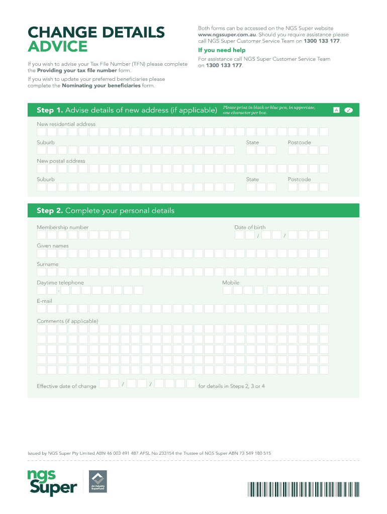 Fillable Online CHANGE DETAILS Fax Email Print - pdfFiller
