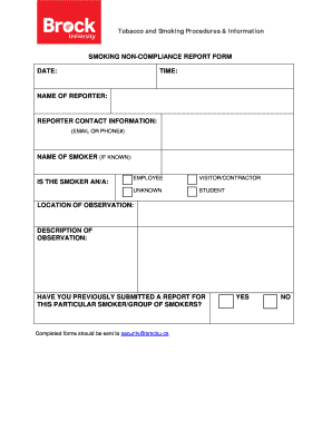 Fillable Online brocku Tobacco and Smoking Procedures & Information Fax ...