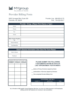 Fillable Online Provider Billing Form - McLaughlin Young Fax Email ...