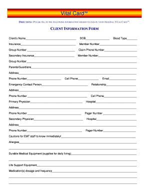 Fillable Online Vital CardTTM Fax Email Print - pdfFiller
