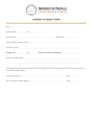 Fillable Online KYCO Change of Grade Form.docx Fax Email Print - pdfFiller