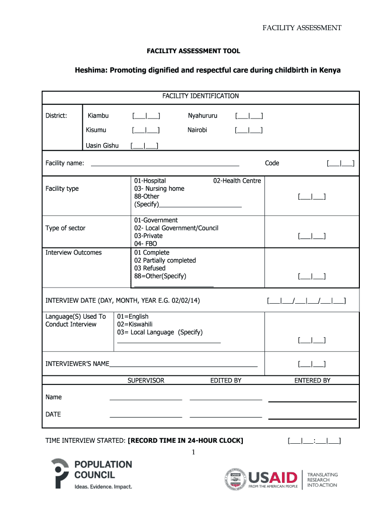 Fillable Online Facility Assessment Tool Fax Email Print - pdfFiller