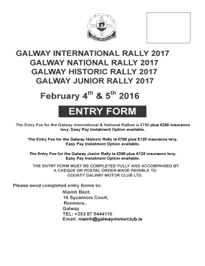 Fillable Online Entry Form (PDF) - Galway International Rally Fax Email ...