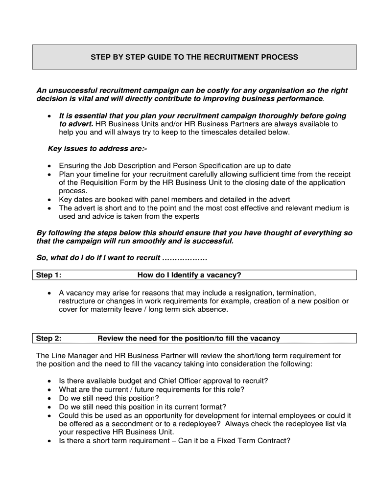 Fillable Online STEP BY STEP GUIDE TO THE RECRUITMENT PROCESS Fax Email ...