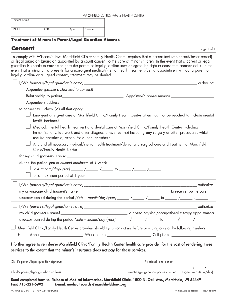 Fillable Online Treatment of Minors in Parent/Legal Guardian Absence ...