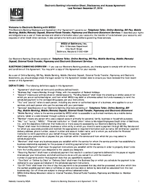 Fillable Online Electronic Banking Information Sheet, Disclosures, and ...