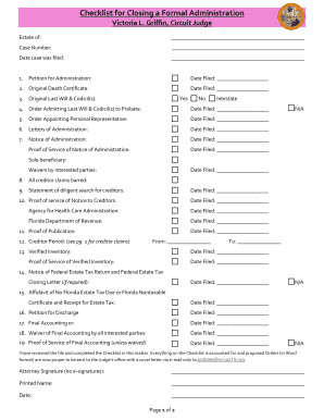 Fillable Online Checklist for Closing a Formal Administration Fax Email Print - pdfFiller