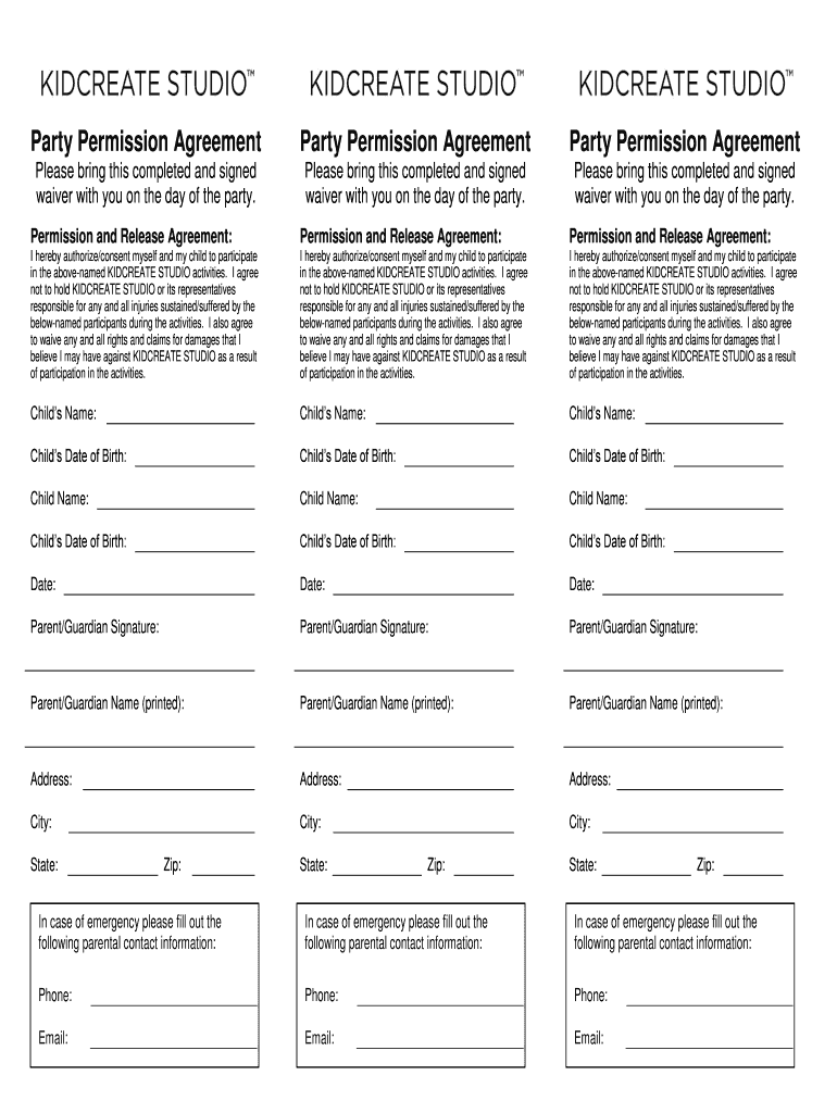 Fillable Online Party Permission Agreement Party Permission ...
