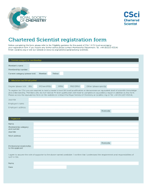 Fillable Online Chartered Scientist registration form Fax Email Print ...