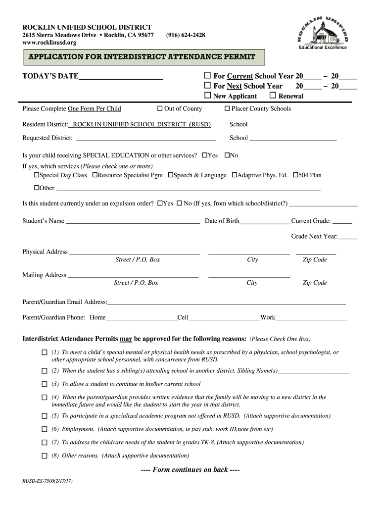 Fillable Online Interdistrict Attendance Permit 2.16.17.docx Fax Email ...