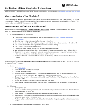 Fillable Online Verification of Non-filing Letter Instructions Fax ...