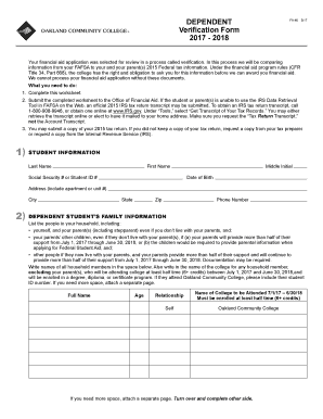 Fillable Online Dependent Verification Form. Dependent Verification ...