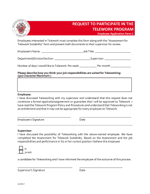 Fillable Online employee telework application packet - Montgomery ...