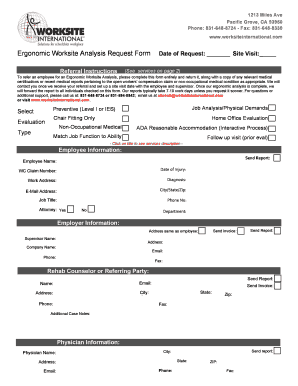 Fillable Online Ergonomic Worksite Analysis Request Form Date of ...