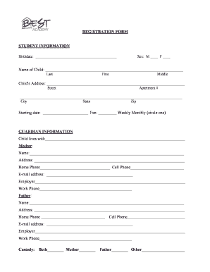 Fillable Online BEST Registration Form Fax Email Print - pdfFiller