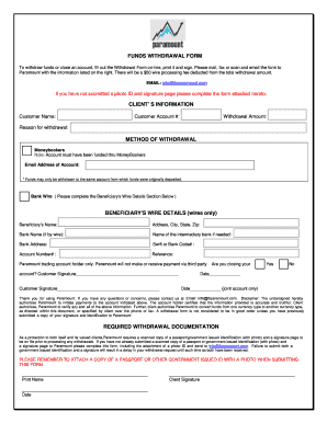 Fillable Online FUNDS WITHDRAWAL FORM CLIENT' S ... - Paramount Fax ...
