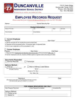 Fillable Online Service Record Request Online Form - Duncanville ISD ...