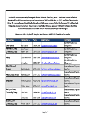 Fillable Online Your MetLife campus representative, formerly with the ...