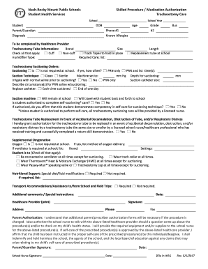 Fillable Online Tracheostomy Care - Nash-Rocky Mount School District Fax Email Print - pdfFiller