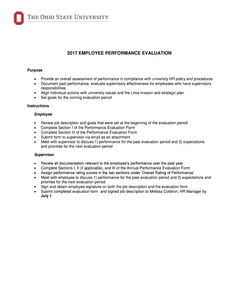 Fillable Online Provide an overall assessment of performance in compliance with university HR ...