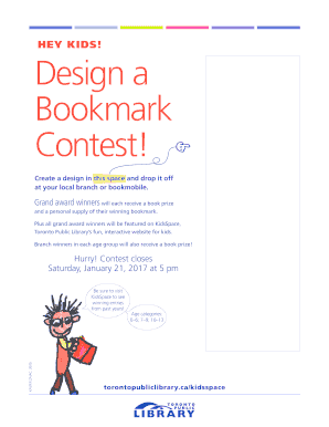Fillable Online Design a Bookmark Entry Form-2017.indd - Toronto Public ...