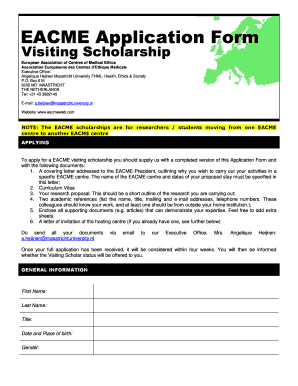 Fillable Online Visiting scholarship form - EACME Fax Email Print ...