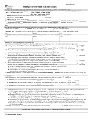 Fillable Online DSHS Authorization Form - CRISTA Senior Living Fax ...