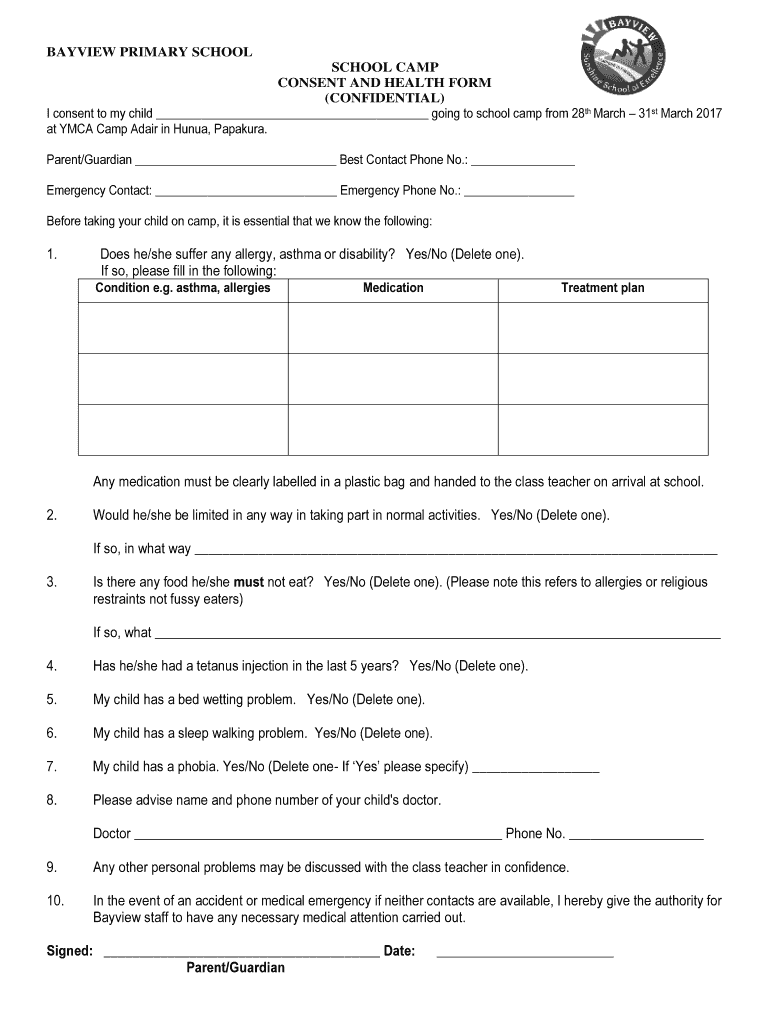 Fillable Online BAYVIEW PRIMARY SCHOOL Fax Email Print - pdfFiller