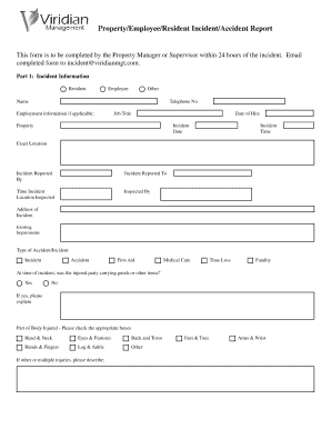 Fillable Online Property/Employee/Resident Incident/Accident Report Fax ...