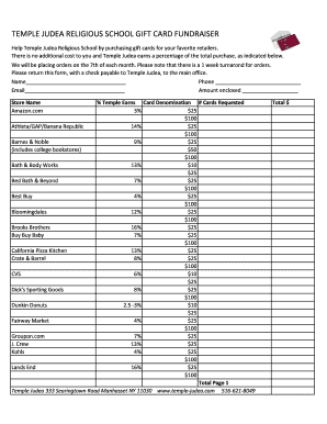 Fillable Online gift card order form - Temple Judea of Manhasset Fax Email Print - pdfFiller
