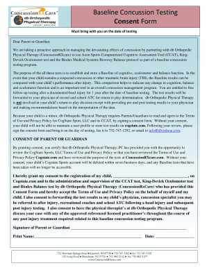 Fillable Online Baseline Concussion Testing Consent Form - db ...