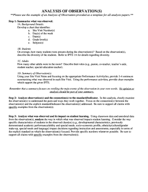 Fillable Online ANALYSIS OF OBSERVATION(S) Fax Email Print - pdfFiller