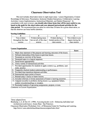 Fillable Online This tool includes observation items in eight major ...